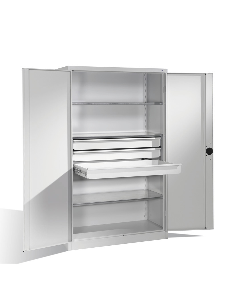 Armoire à outillage Cabo, portes battantes, 3 étagères, 3 tiroirs, L ...