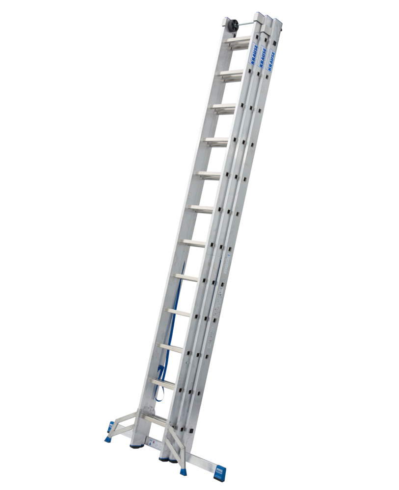 Scala multiuso in alluminio, con 2 ruote da parete, 3 x 12 pioli