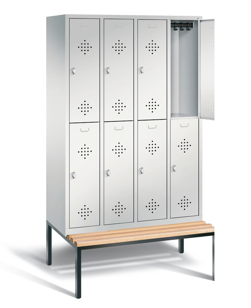 Double locker with bench Cabo, 8 compartments, W 1190, H 2090, D 500/ ...