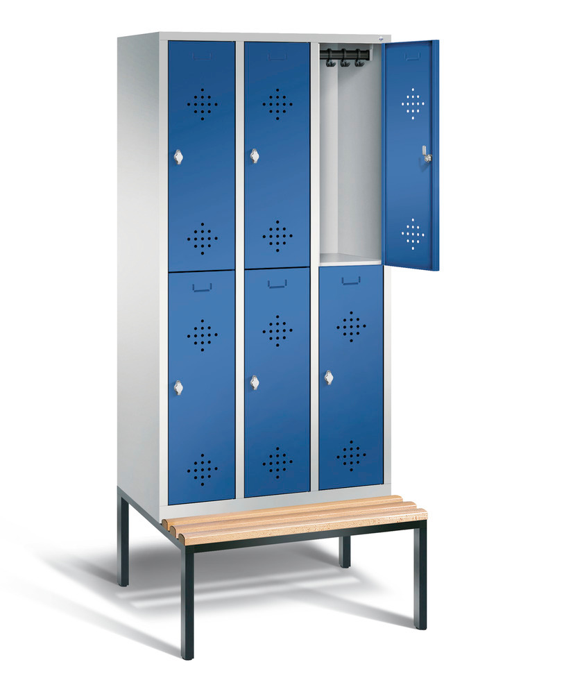 Double locker with bench Cabo, 6 compartments, W 900, H 2090, D 500/815 ...