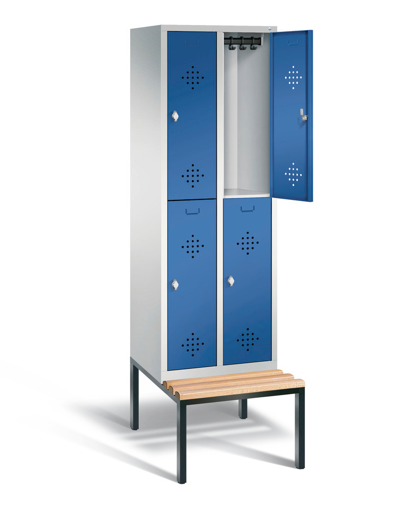 Double locker with bench Cabo, 4 compartments, W 610, H 2090, D 500/815 ...