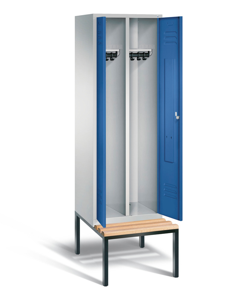 Double locker with bench Cabo, 2 compartments, W 610, H 2090, D 500/815 ...