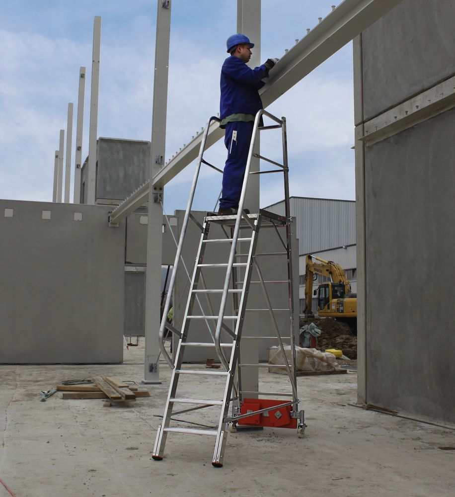 Scala compatta Vario, in alluminio con ampia piattaforma, 10 gradini