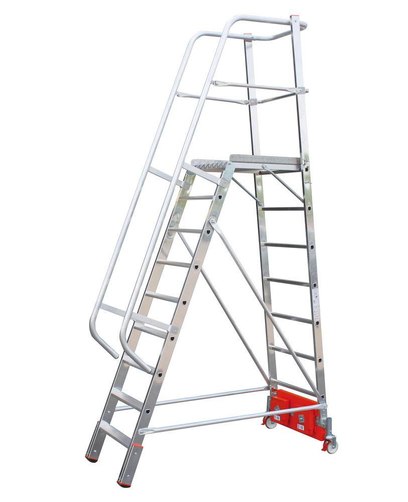 Plattformsstege Vario kompakt, aluminium med plattform, 9 steg