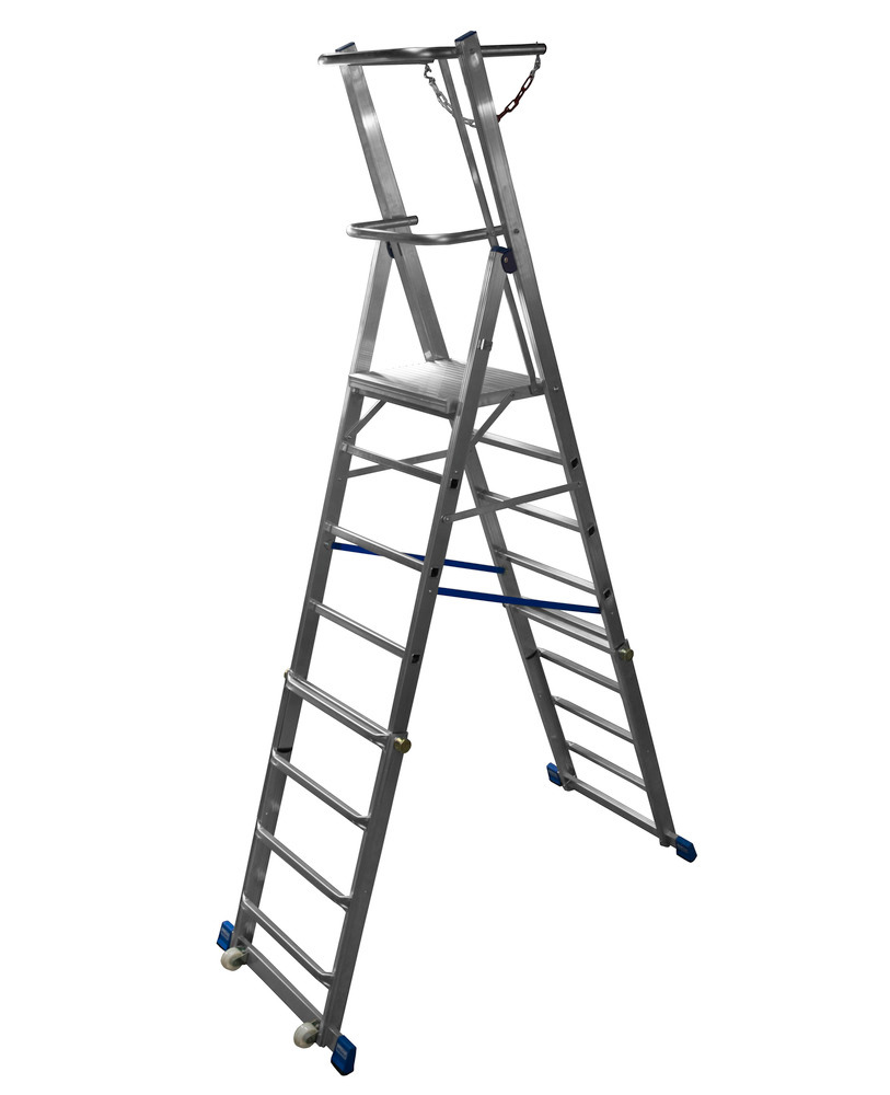 Scala telescopica con piattaforma, in alluminio, con ampia piattaf ...