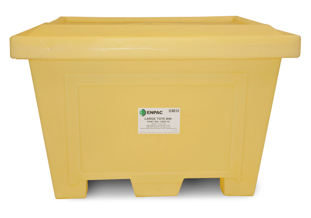 Large Tote with Lid- Forkliftable - Spill Capacity 123 Gallon - 1505-YE