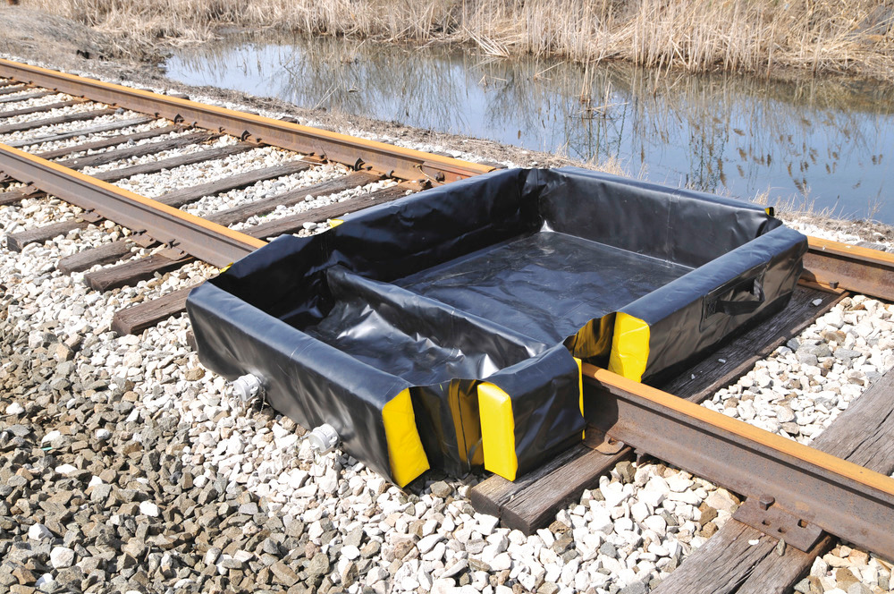 Rail Containment Berm - 120 Gallon Sump Capacity - Two 2 inch Drains ...
