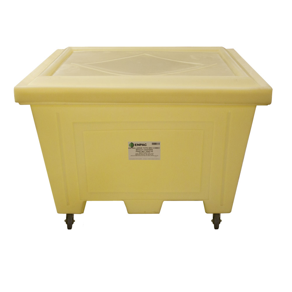 Extra Large Tote with Lid and 4" wheels - Forkliftable - Spill Capacity ...