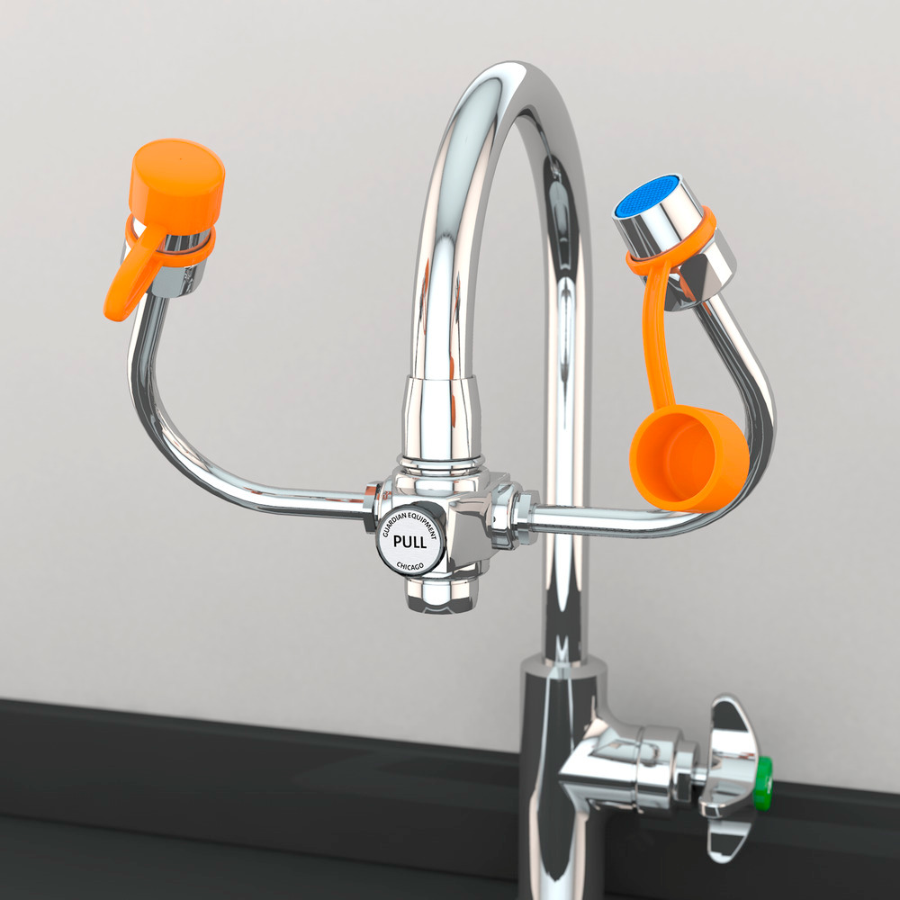 Eye Wash Station - Mounted Faucet - 5" Outlet Head - Chromed Spray ...