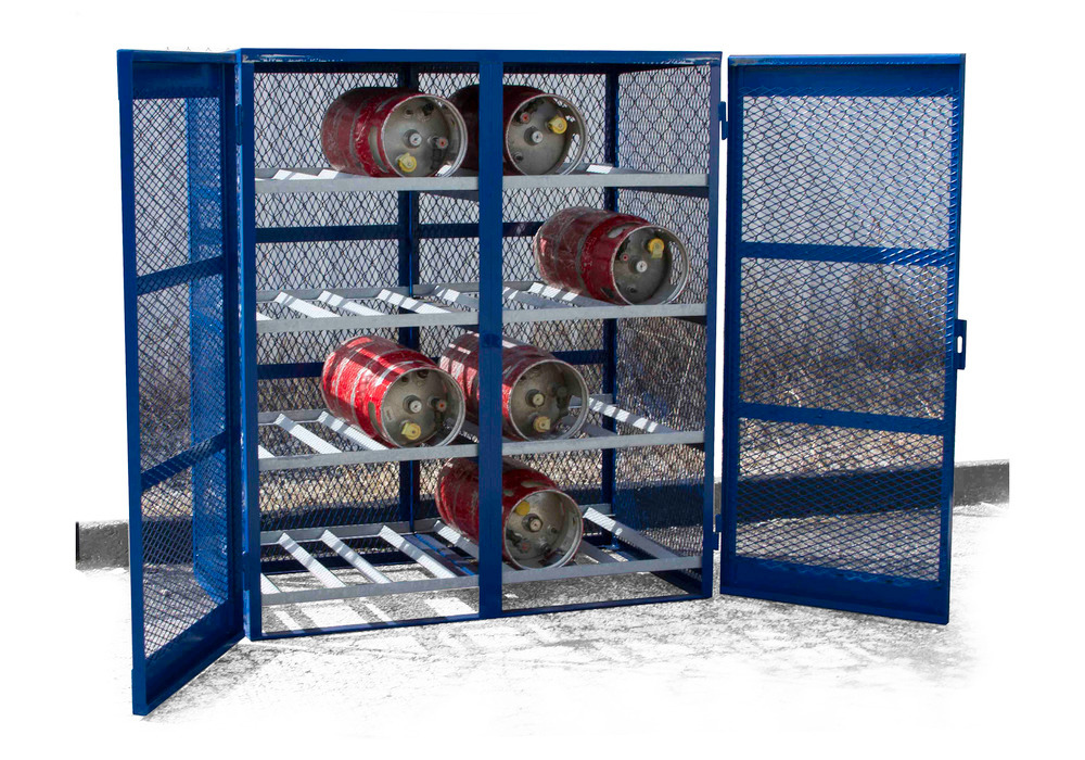 Gas Bottle Storage - Horizontal - 16 Cylinders - Lockable Cage - Open ...