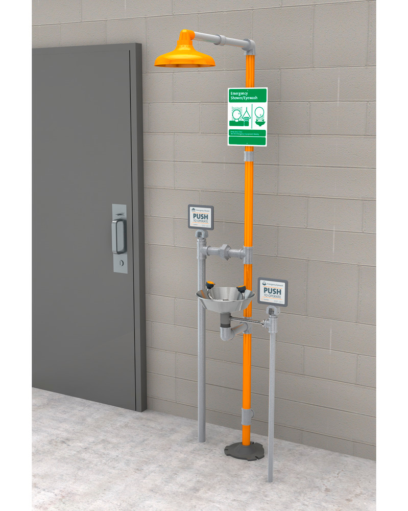 Emergency Shower Station - Freeze-Resistant - with Eyewash - Stainless ...