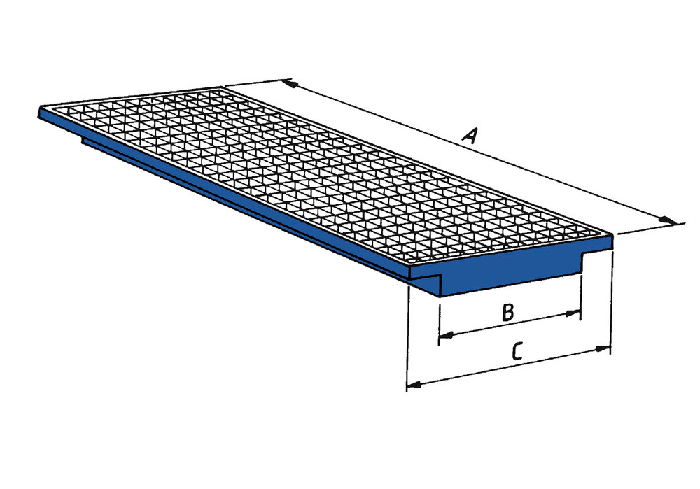 Galvanized Sump Insert for Pre-Existing Pallet Rack System 108" x 42" - 79 gal Sump Capacity