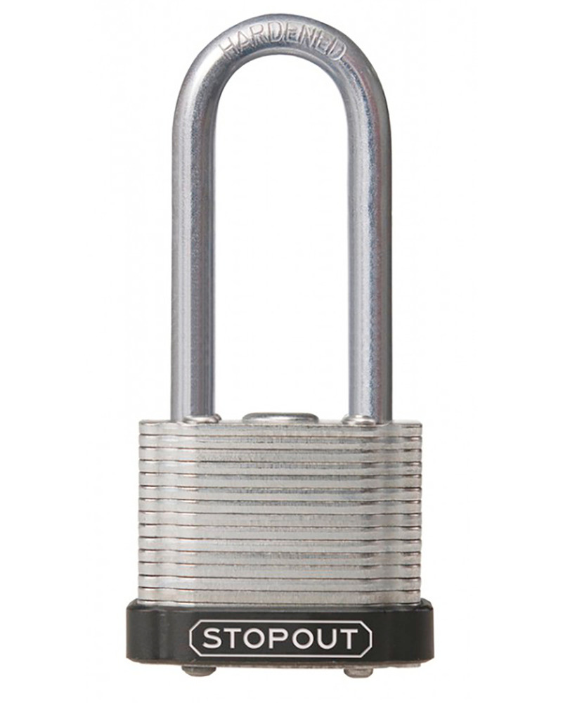 STOPOUT® Laminated Steel Padlocks-Black-Shackle Clearance Ht.: 2" Keyed ...