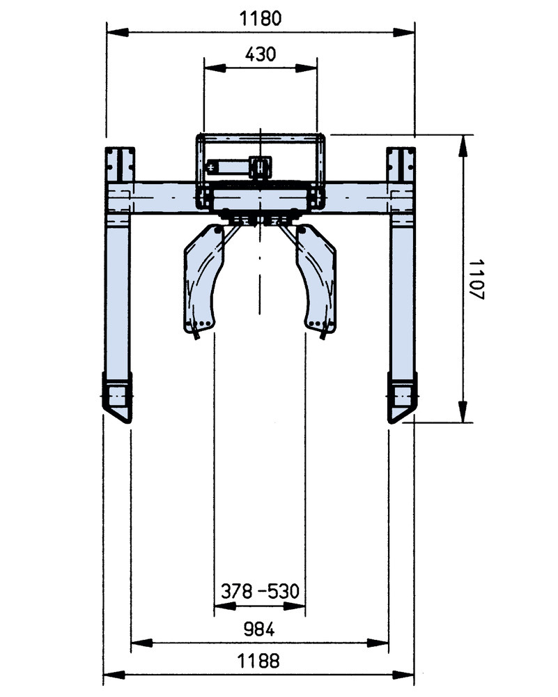 Drum lifter Servo, drum clamp, 205 litre steel drums, wide chassis ...