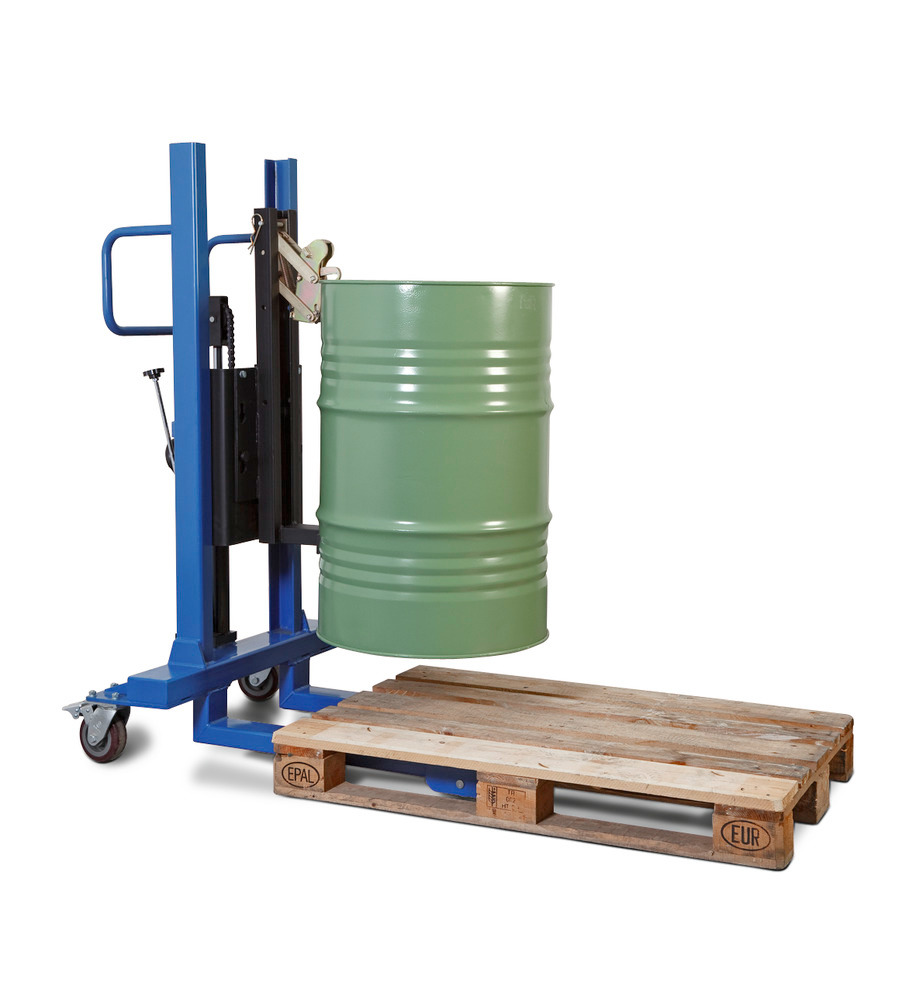 Drum lifter Servo, drum gripper, 60 to 205 litre steel drums, narrow ...