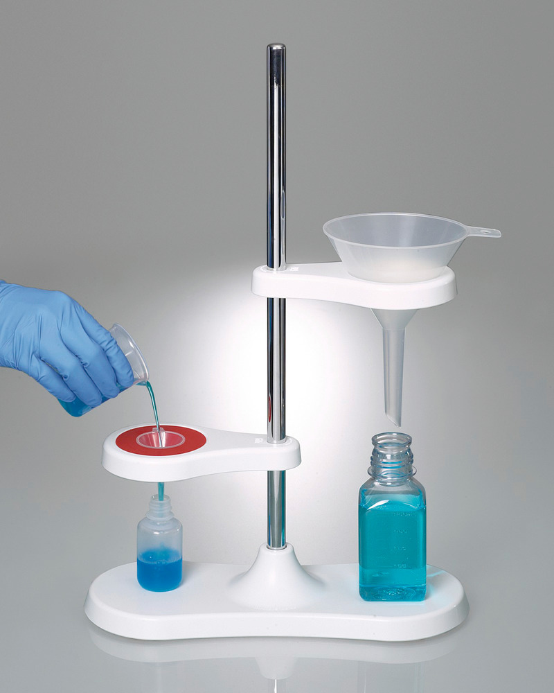 Funnel stand with two funnel holders, for funnels Ø 1.6 - 7.1 inch