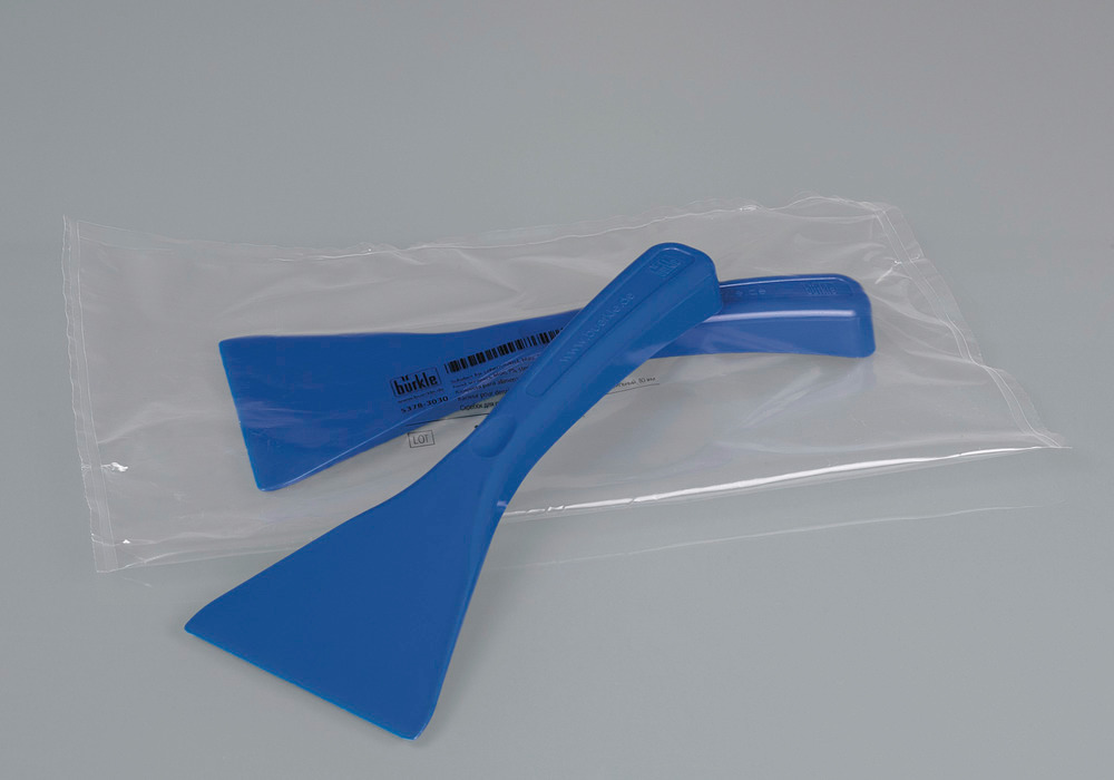 Food scrapers, blue, PS, sterile, 80 mm