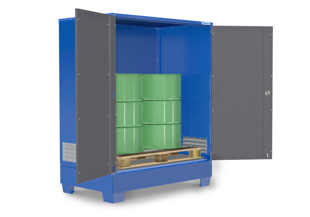 SteelSafe hazardous materials depot D2, with doors, for 2 drums on Euro ...