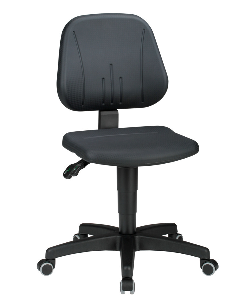 Bimos Unitec work chair, with castors and PU foam seat, black