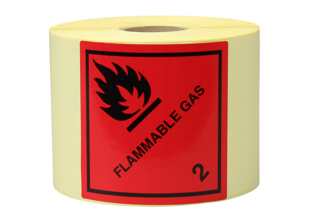 Dangerous goods labels 100 x 100 mm, in paper - Flammable Gas, Cl. 2