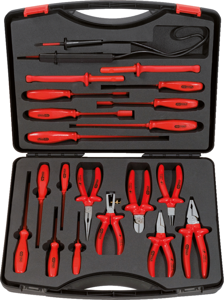 KS Tools electrician's tool box, 1000 V, 20 pieces, plastic case, dip ...