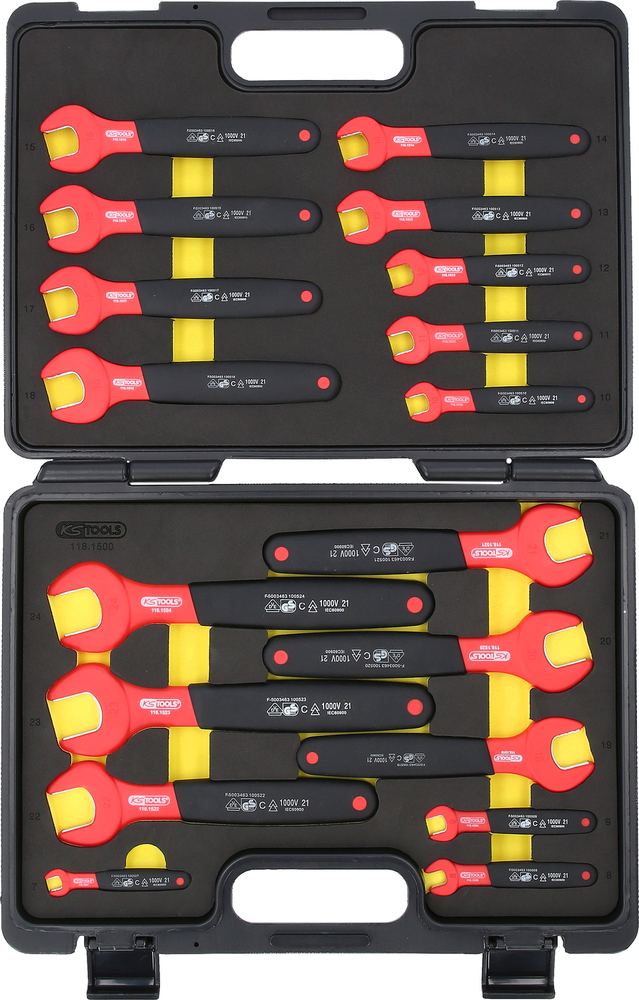 KS Tools open-end wrench set, 1000 V, 7 - 24 mm, 18 pieces, in plastic ...