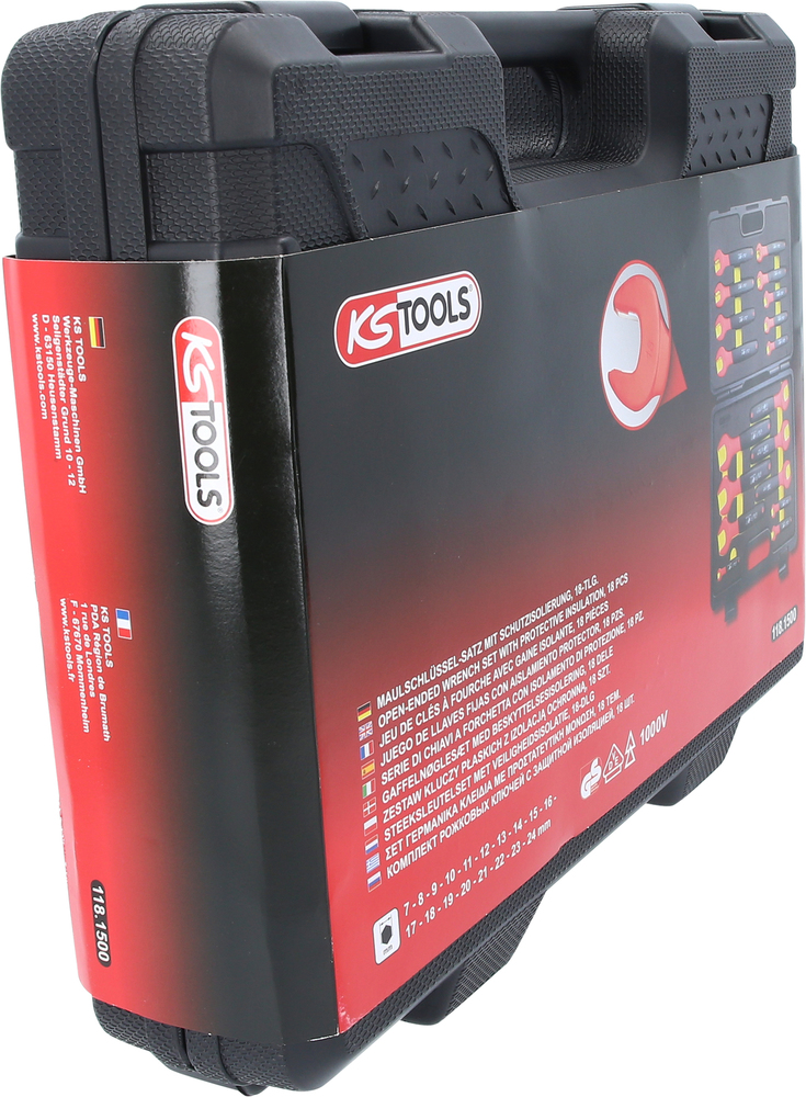 KS Tools open-end wrench set, 1000 V, 7 - 24 mm, 18 pieces, in plastic ...