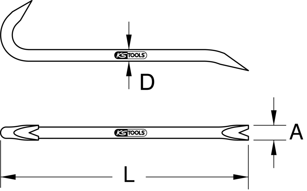 KS Tools crowbar, titanium, 457 mm, extremely light, anti-magnetic
