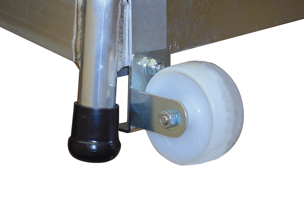 Montage-Tritt aus Aluminium, mit Handlauf und Fahrrollen, 5 Stufen